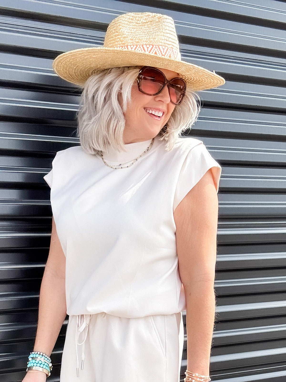 Tangerine Aztec Banded Straw Hat — Vintage Soul